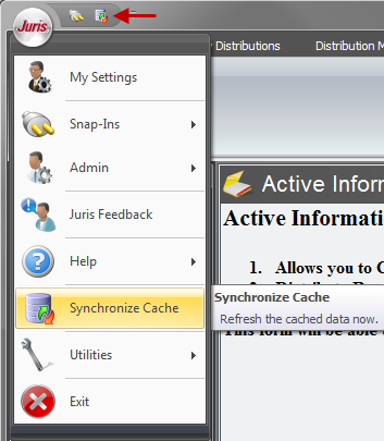 Synchronize Cache – Juris Suite