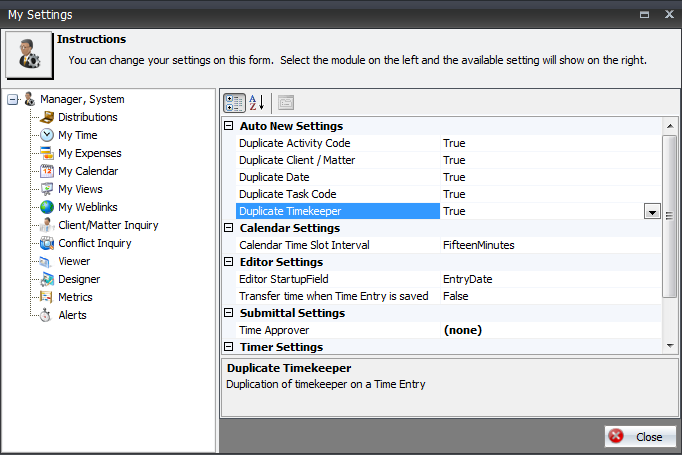 My Settings – Juris Suite