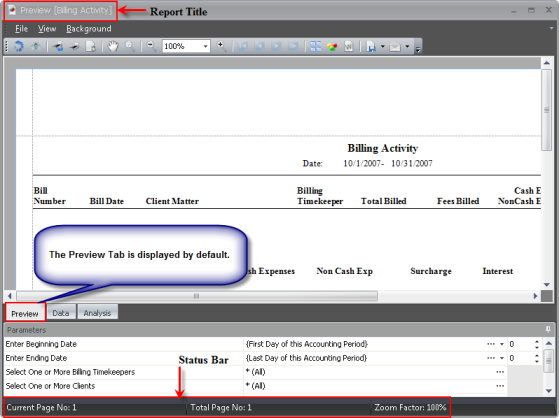 Preview Tab – Juris Suite