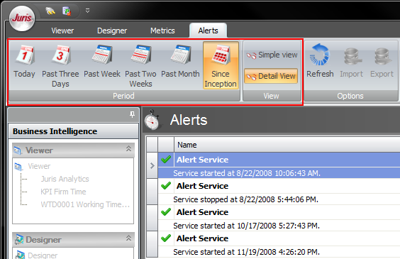 Alerts Log – Juris Suite