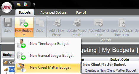 Creating a Client Matter Budget – Juris Suite
