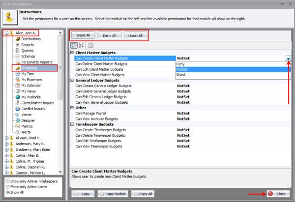 Setting Budget Permissions – Juris Suite