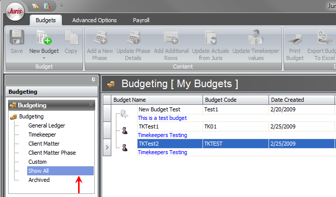 Copying a Budget – Juris Suite
